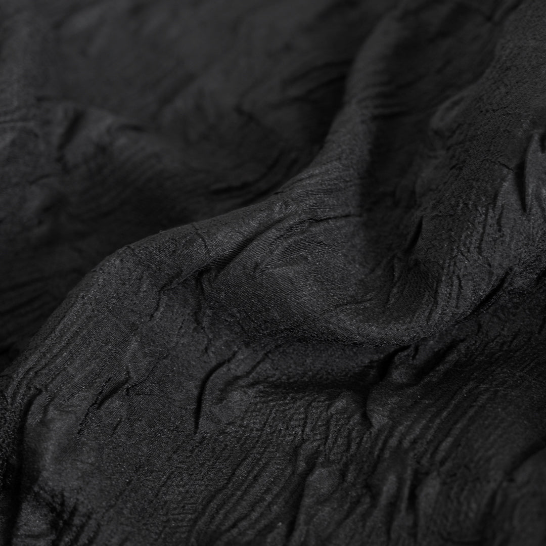 Deadstock Crinkle Crepe - Black | Blackbird Fabric