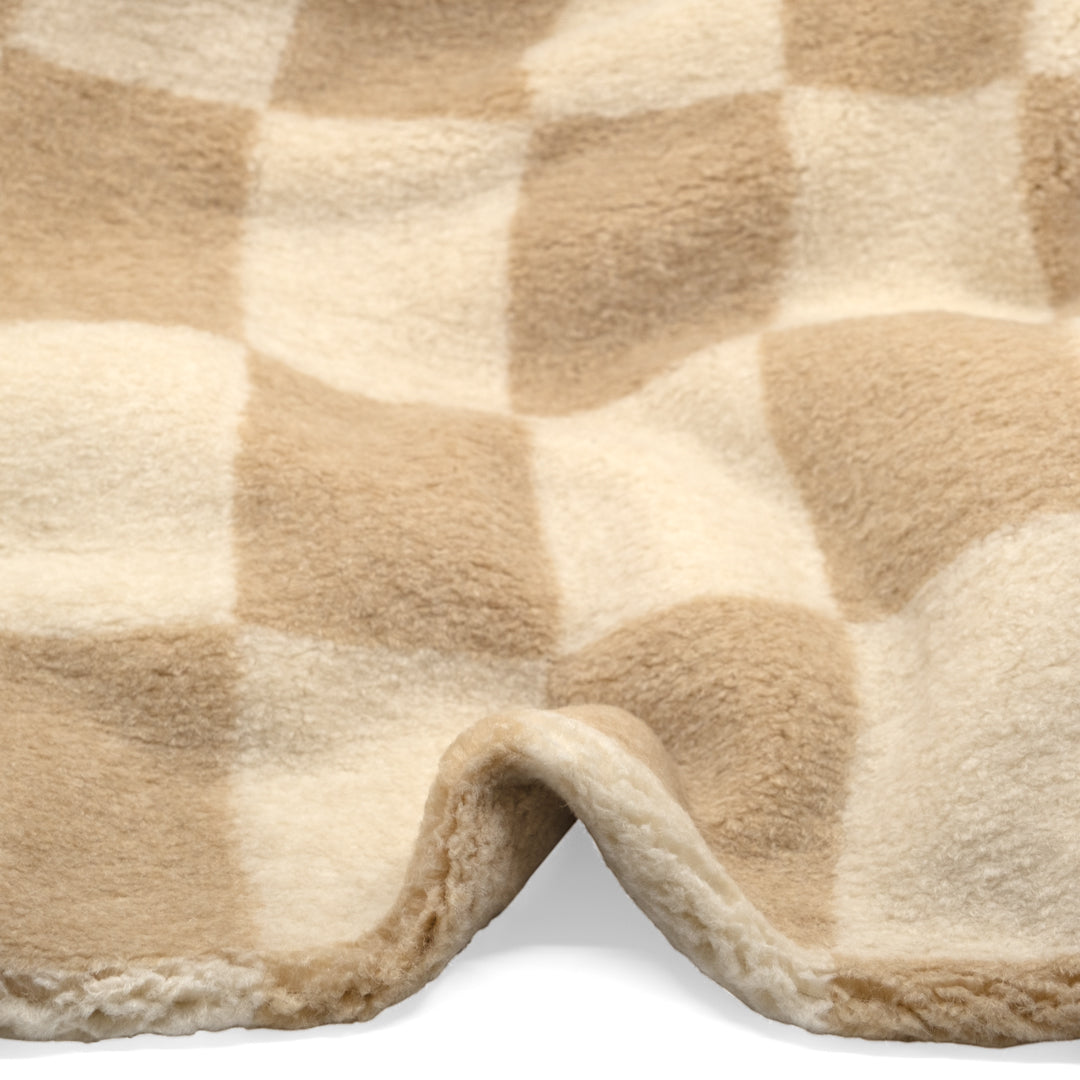Deadstock Checkerboard Heavyweight Shearling Fleece - Sand/Ivory ...