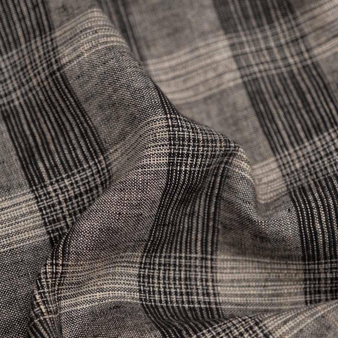 Static Check Yarn Dyed Linen Cotton - Pepper | Blackbird Fabrics