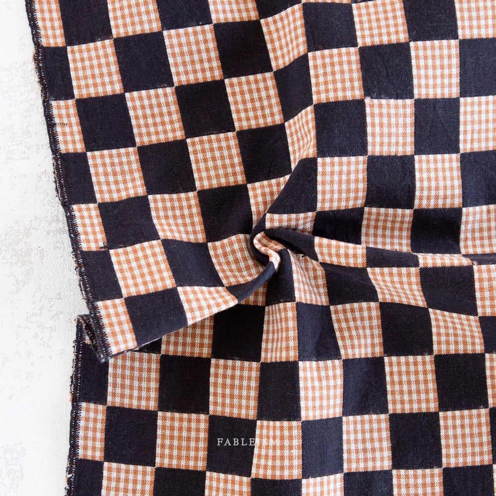 Fableism - Checkmate Checkers Cotton - Ebony | Blackbird Fabrics